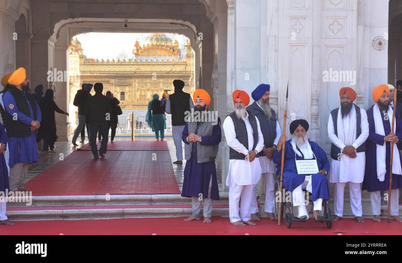 AMRITSAR, INDIA - DECEMBER 4: As per tankhah (religious punishment) awarded by Akal Takht, SAD ...