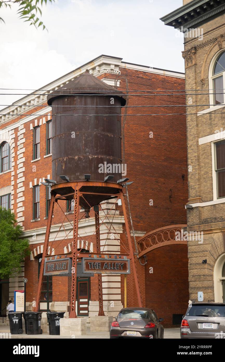 Alleyway tank tower in downtown Montgomery Alabama Stock Photo - Alamy