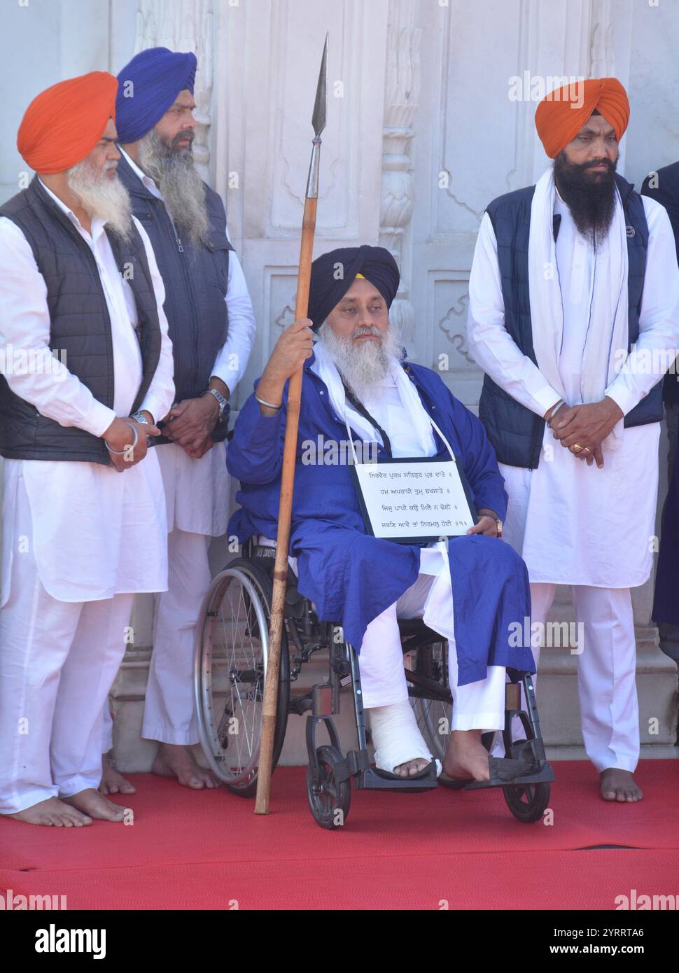 AMRITSAR, INDIA - DECEMBER 4: As per tankhah (religious punishment) awarded by Akal Takht, SAD ...