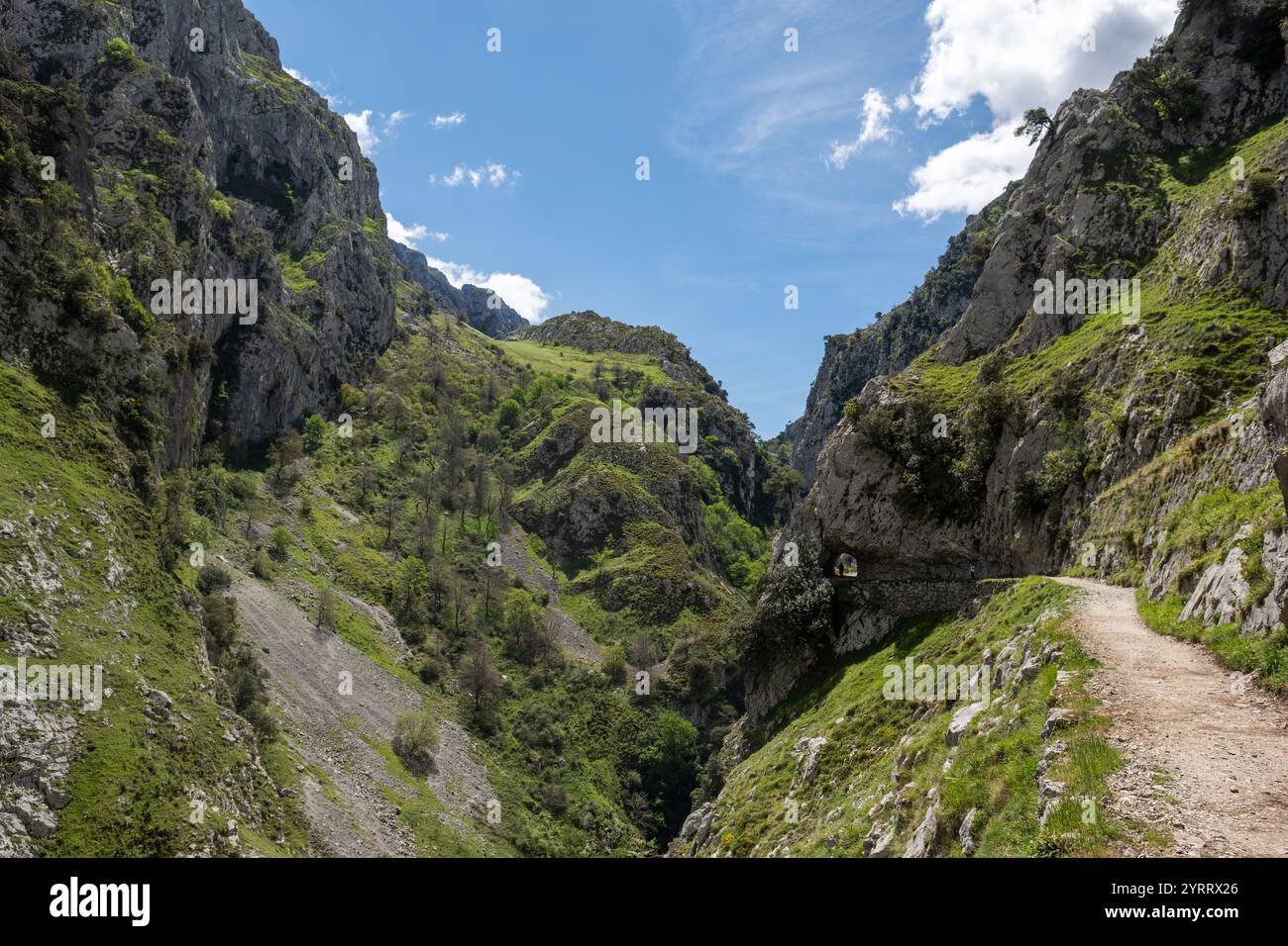 Cares route hiking trail winds through picos de europa national park in spain Stock Photo - Alamy