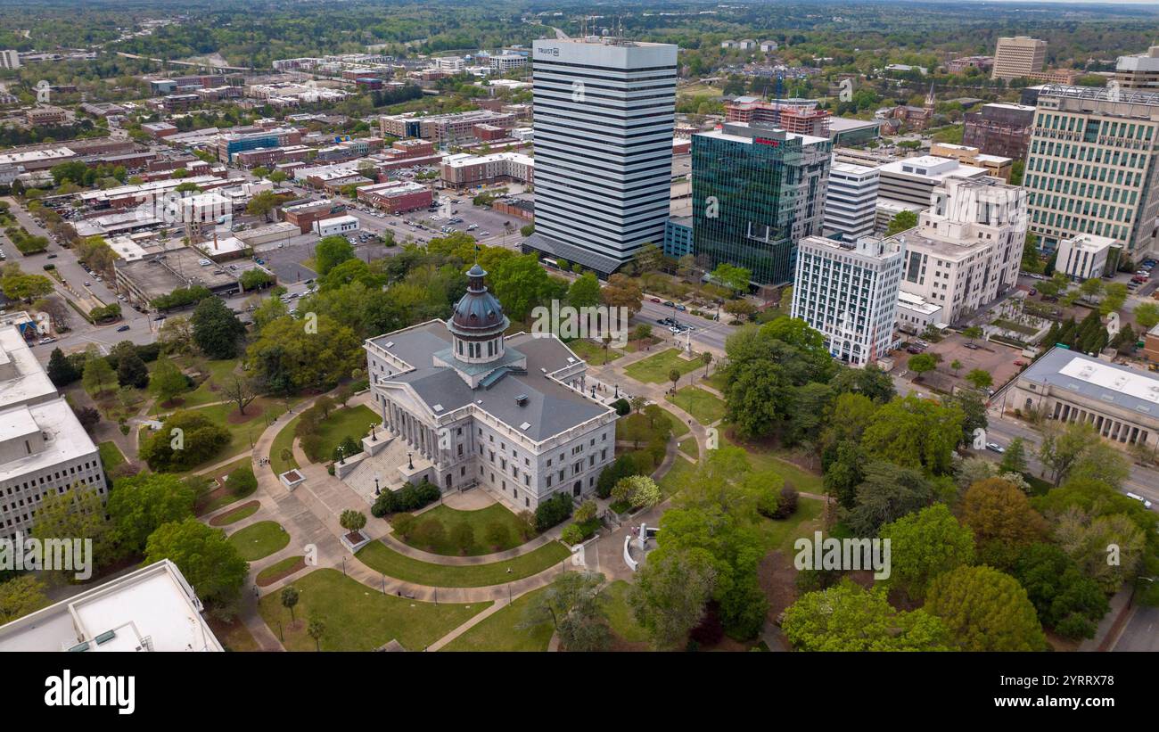 APRIL 2, 2022, COLUMBIA, SOUTH CAROLINA - aerial view of Capitol of ...