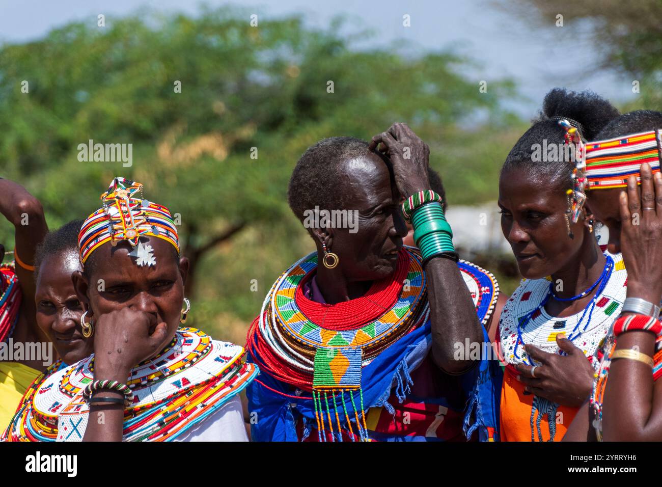 Archers Post, Kenya - July 23, 2024. A group of women from the Umoja ...