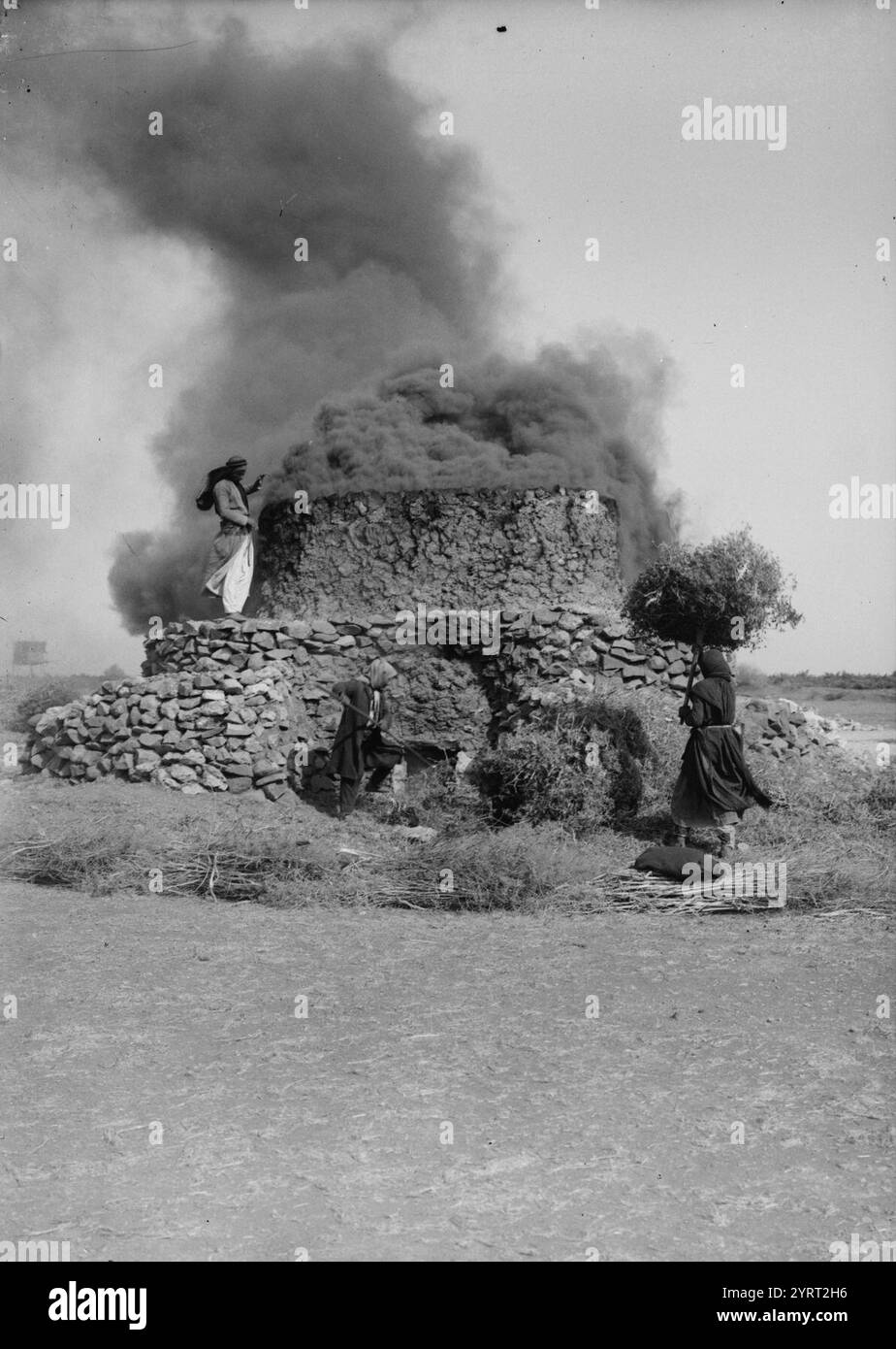 Characters and industries, etc. Lime kiln burning thorns, Homs Stock ...