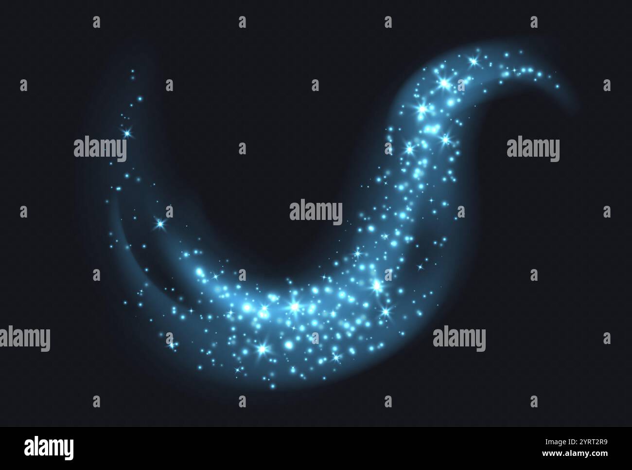 Blue magic cloud with sparkles, stardust sparkling decoration. Glowing ...