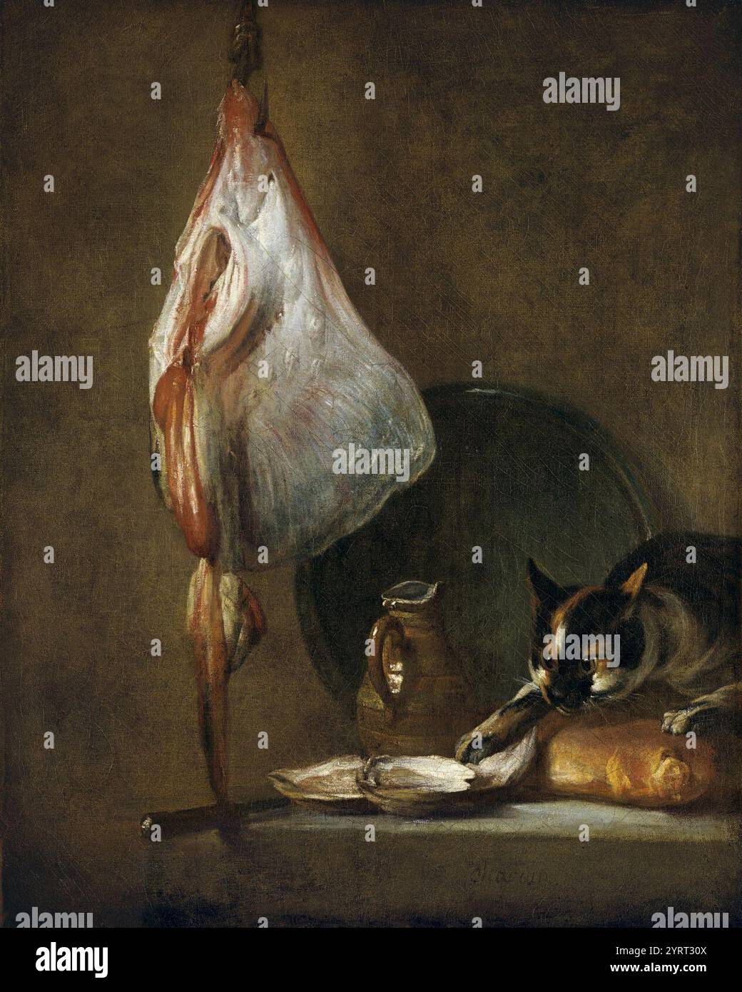 Chardin - Still-Life With Cat and Rayfish, 1728 Stock Photo - Alamy