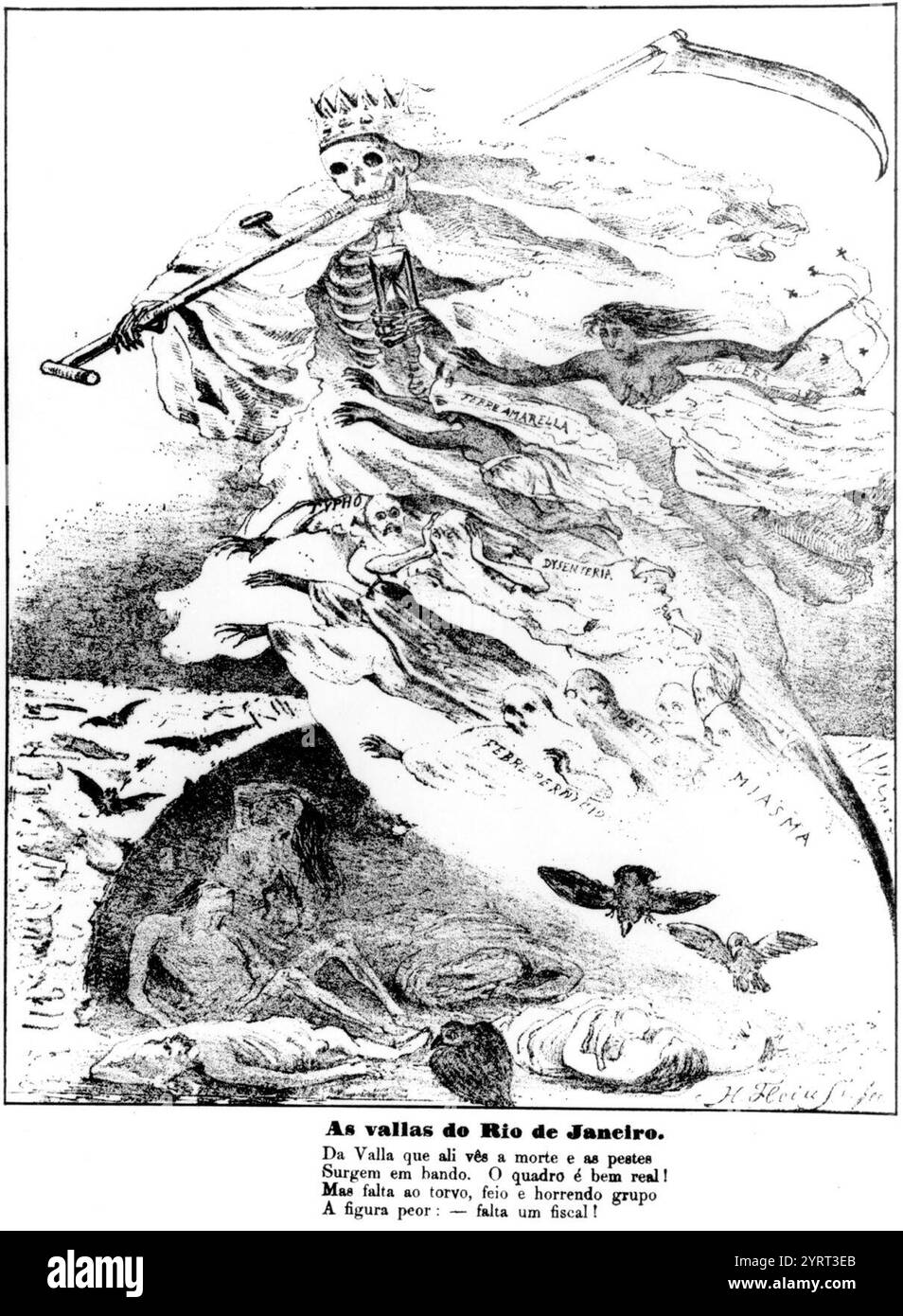 Charge sobre as várias epidemias que assolavam a cidade do Rio de Janeiro com o título ''As ...