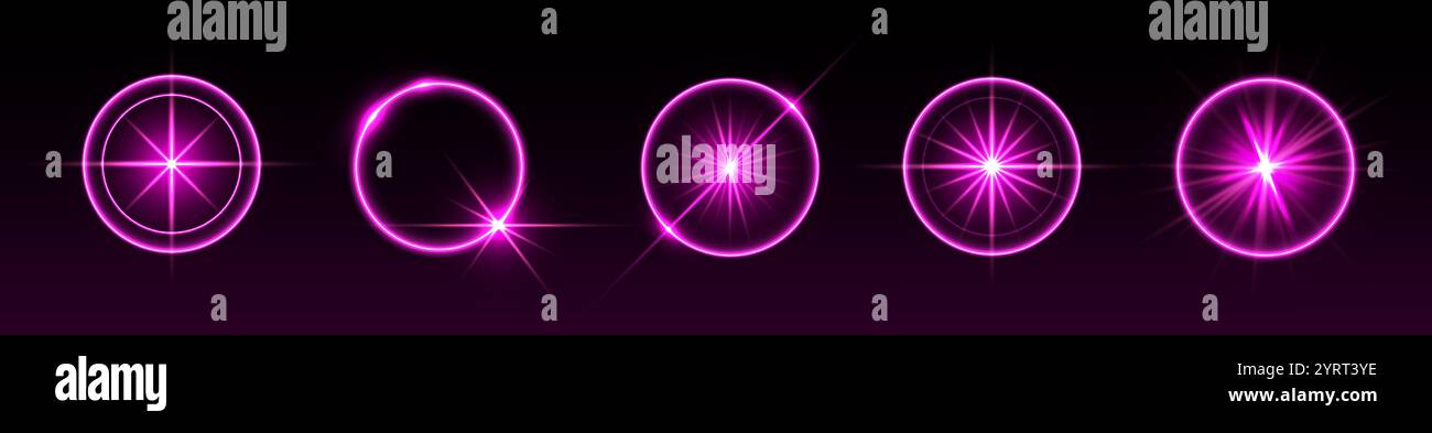 Pink light flares, glowing shiny sparks, lens flare effects, bright ...
