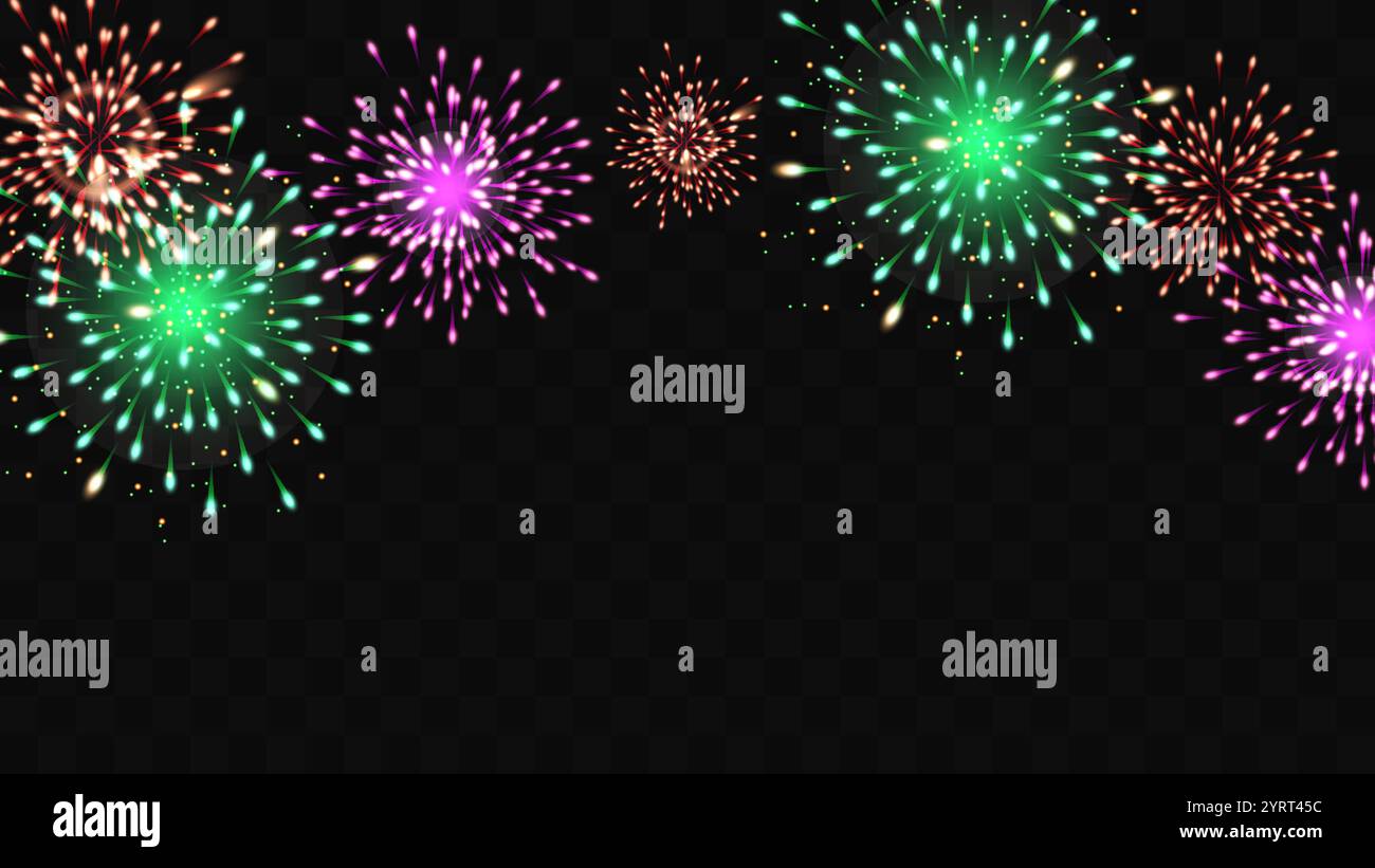 Firework festive color on a transparent background. Dynamics and joy ...