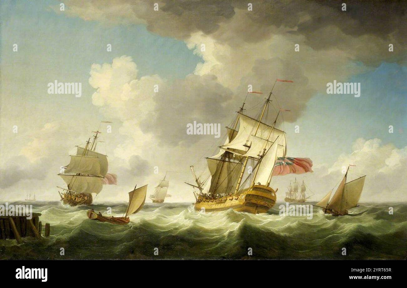 Charles Brooking (1723-1759) - An East Indiaman in a Fresh Breeze Stock ...