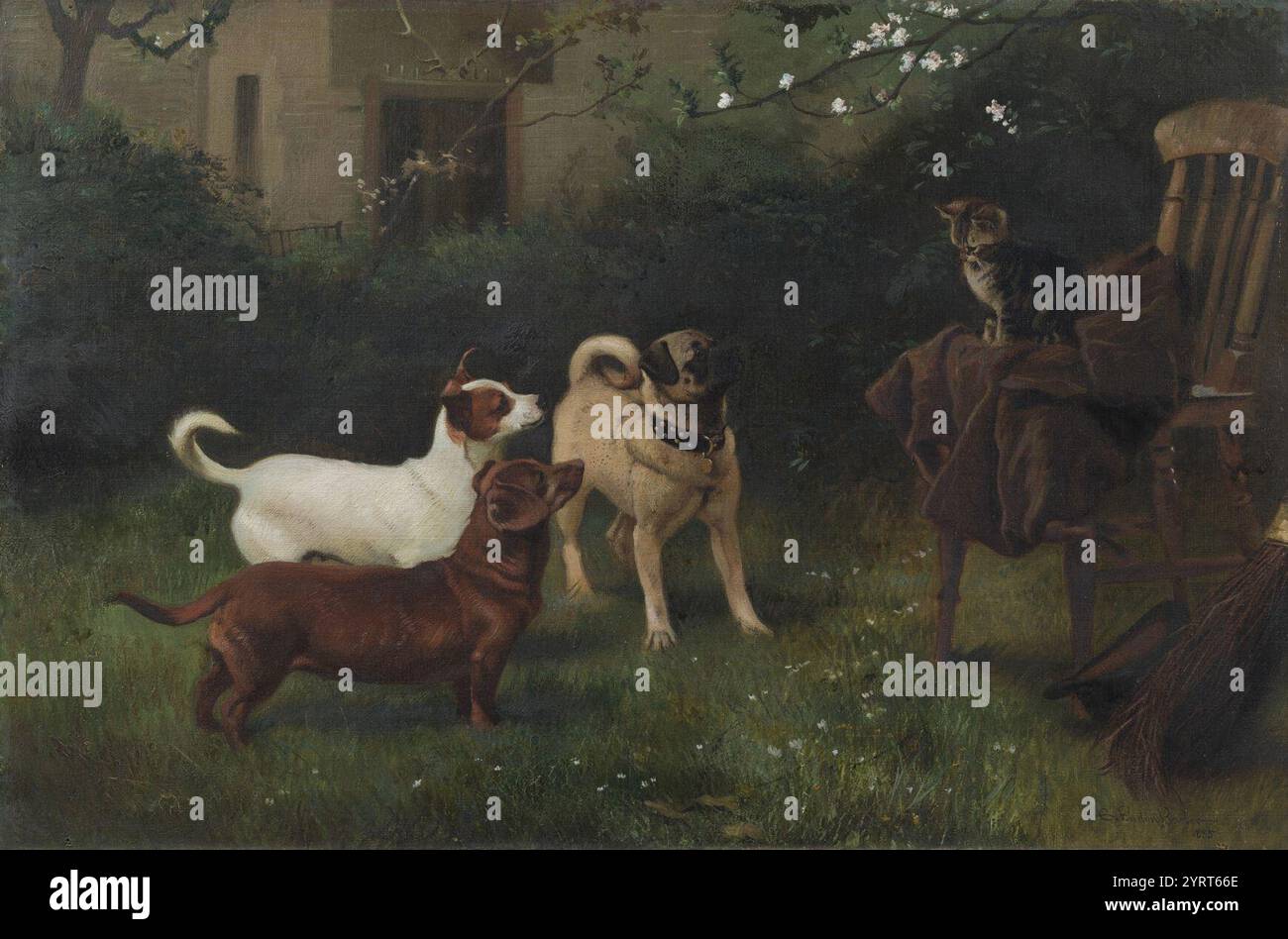 Charles Burton Barber (1845-94) - Cat and Dogs belonging to Queen ...