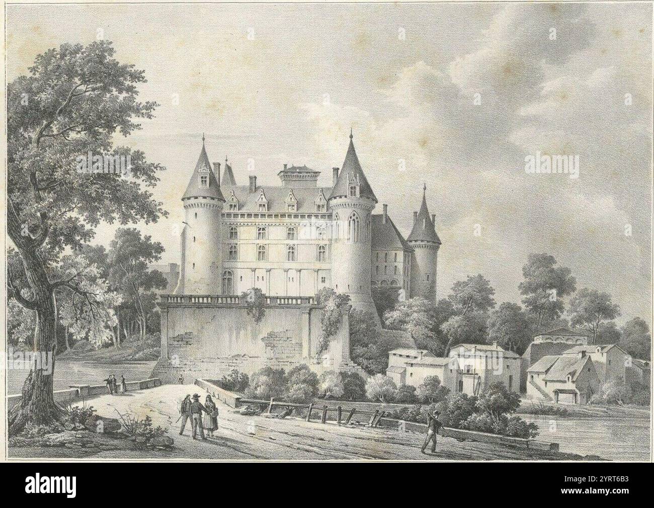 Charles Caius Renoux Chateau de la Rochefoucauld lithograph Motte Stock ...