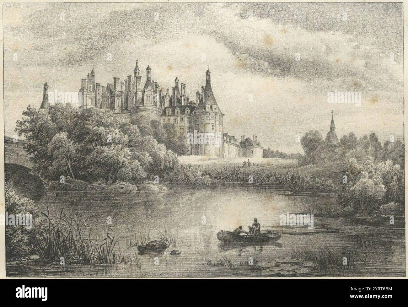 Charles Caius Renoux View of the Chateau de Chambord lithograph by C ...