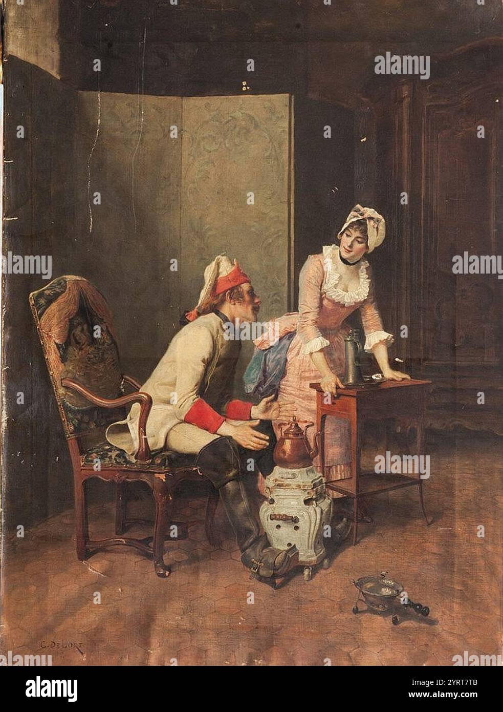 Charles Édouard Delort - Le grognard et la servante Stock Photo - Alamy