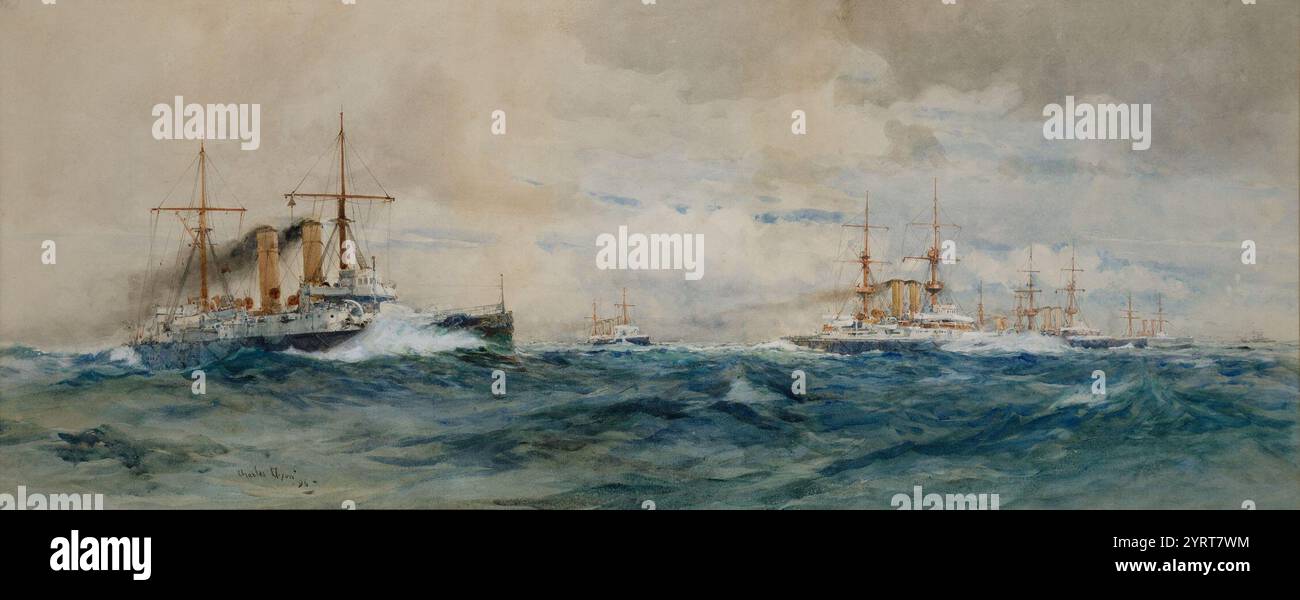 Charles Edward Dixon - The Channel Fleet on manoeuvres led by its ...