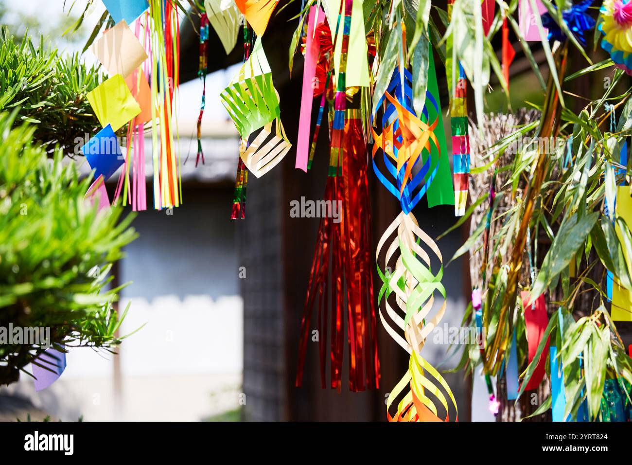 Japanese Houses and Tanabata Decorations Stock Photo - Alamy
