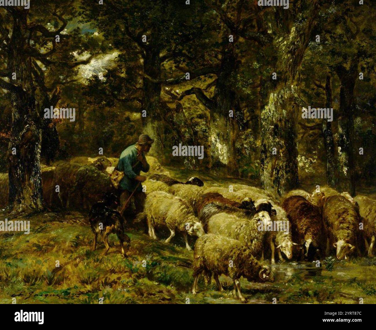 Charles Émile Jacque (1813-1894) - Shepherd and His Flock Stock Photo ...