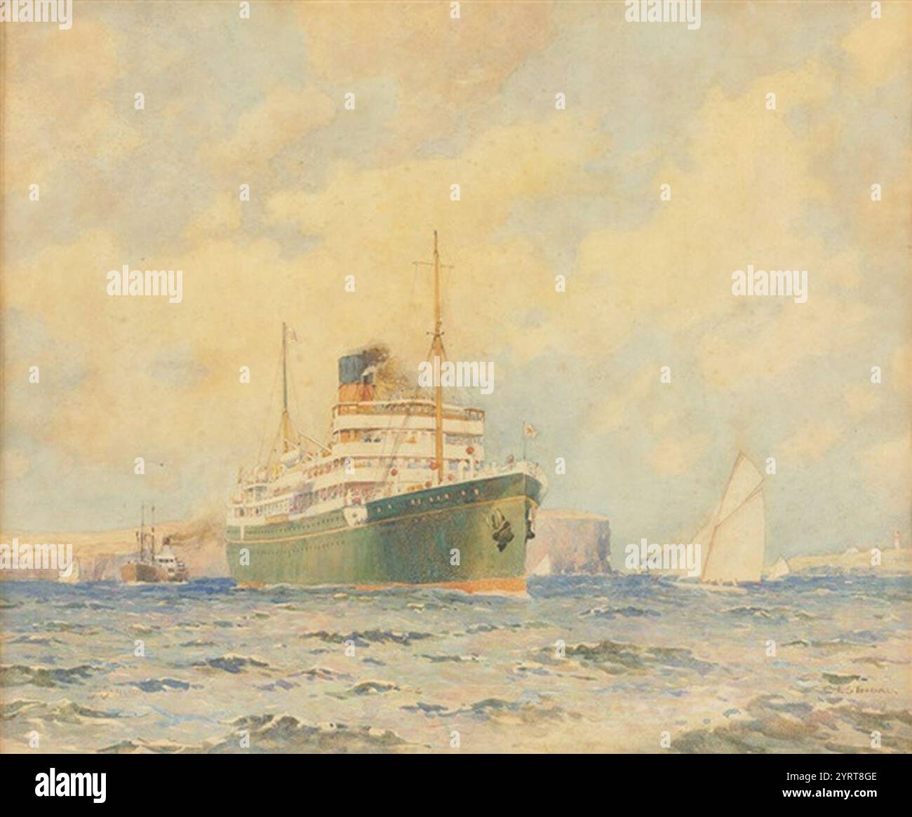 Charles Ephraim Smith Tindall - SS Makura off the Sydney Heads Stock ...