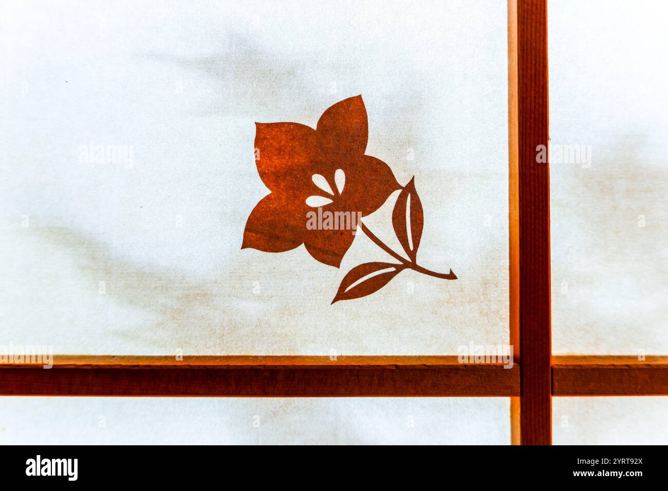 Ise-katagami flower design seen on shoji door Stock Photo - Alamy