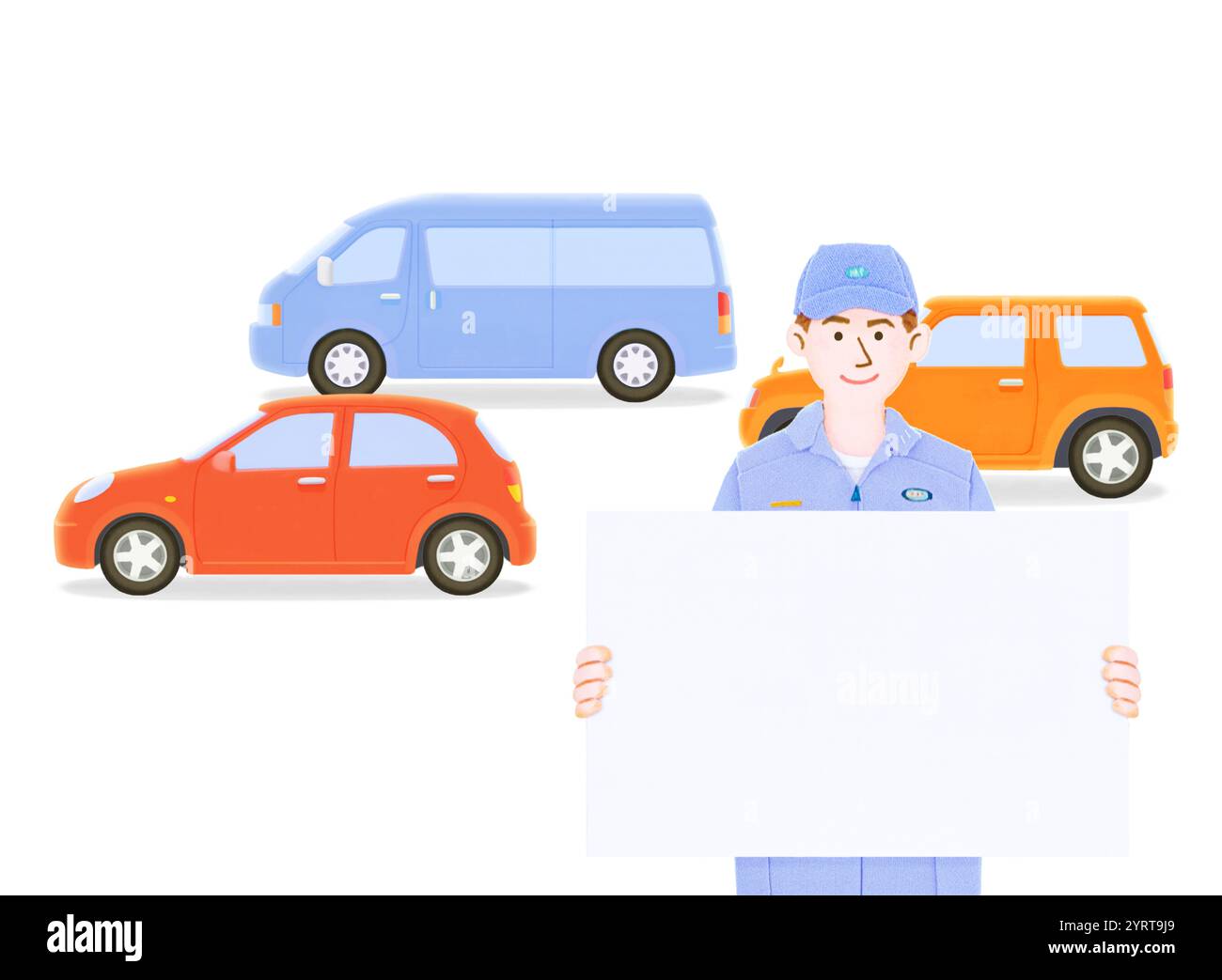 Mechanic with board and car Stock Photo - Alamy