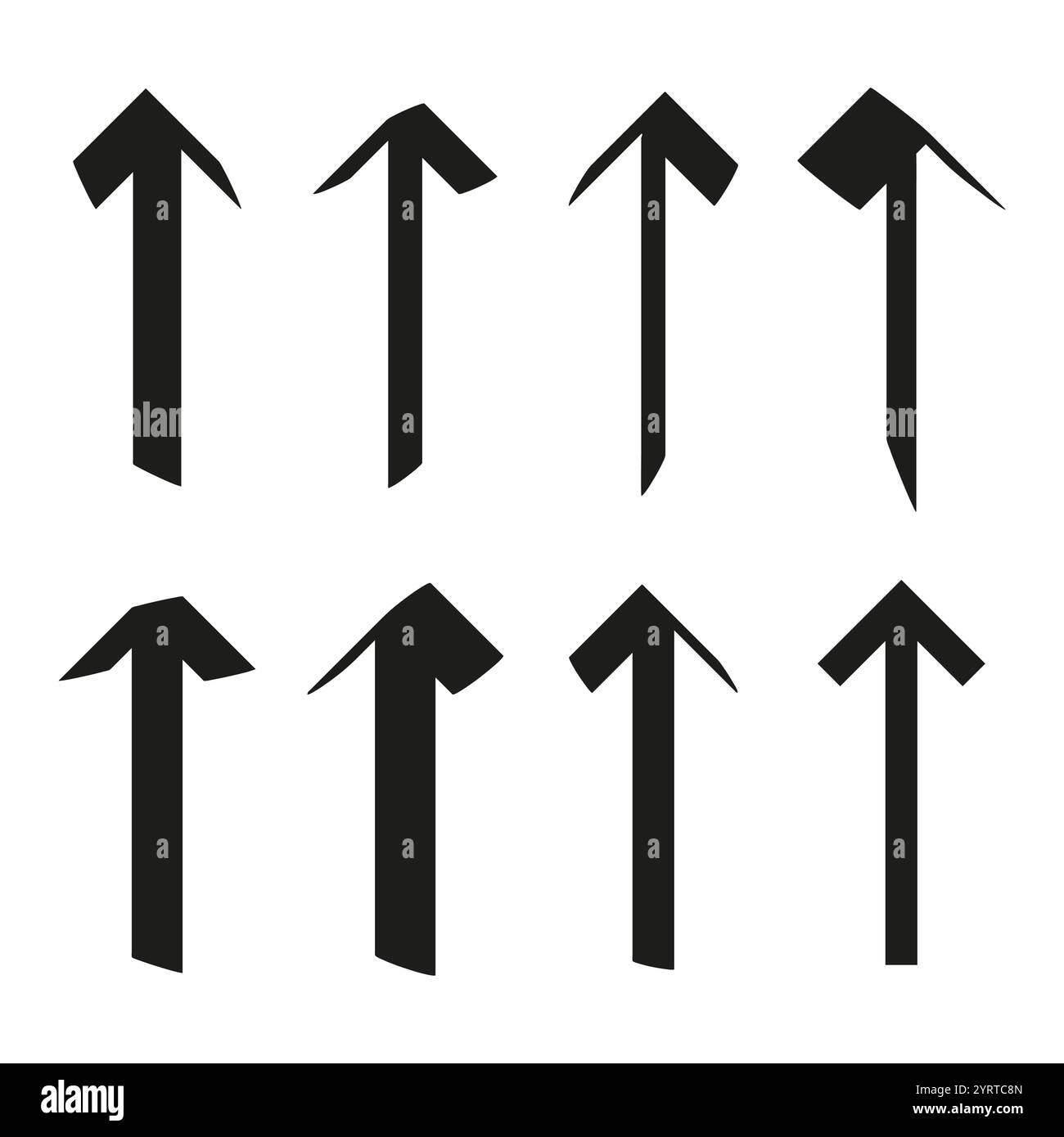 Arrow icon set. Bold upward arrows. Vector direction symbols. Geometric ...