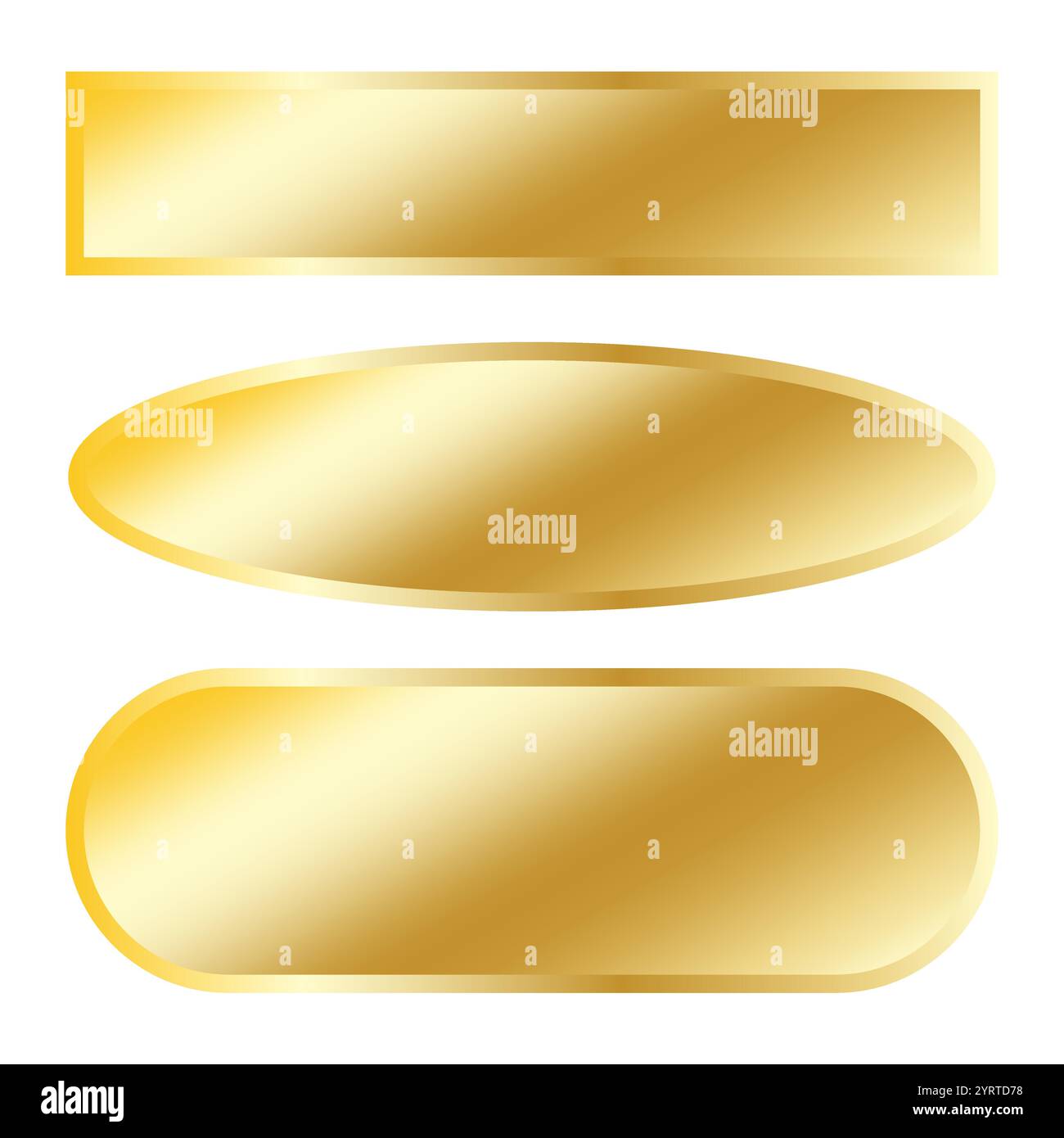 Shiny gold labels. Elegant metallic shapes. Rectangular and oval ...