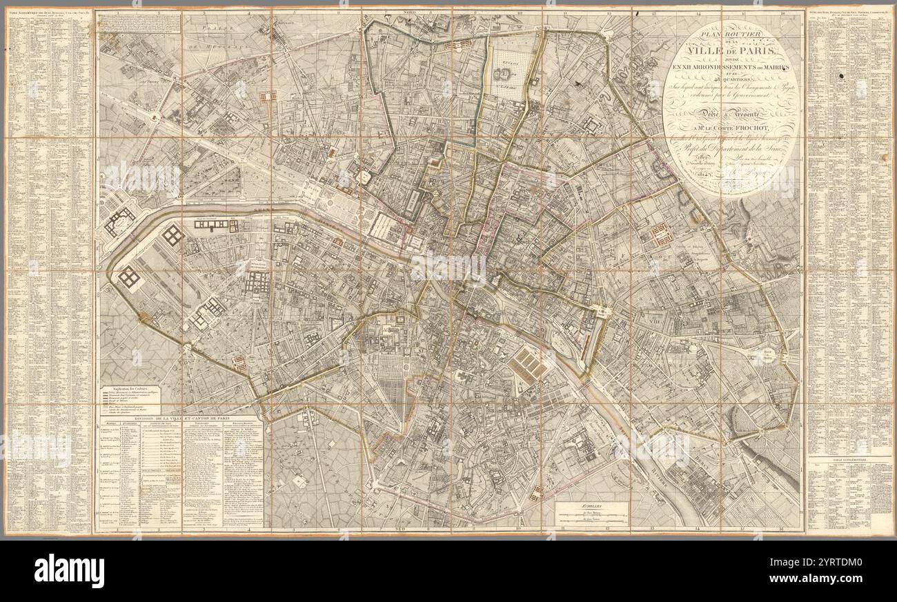 Charles Picquet, Plan Routier de la Ville de Paris Divise en XII ...