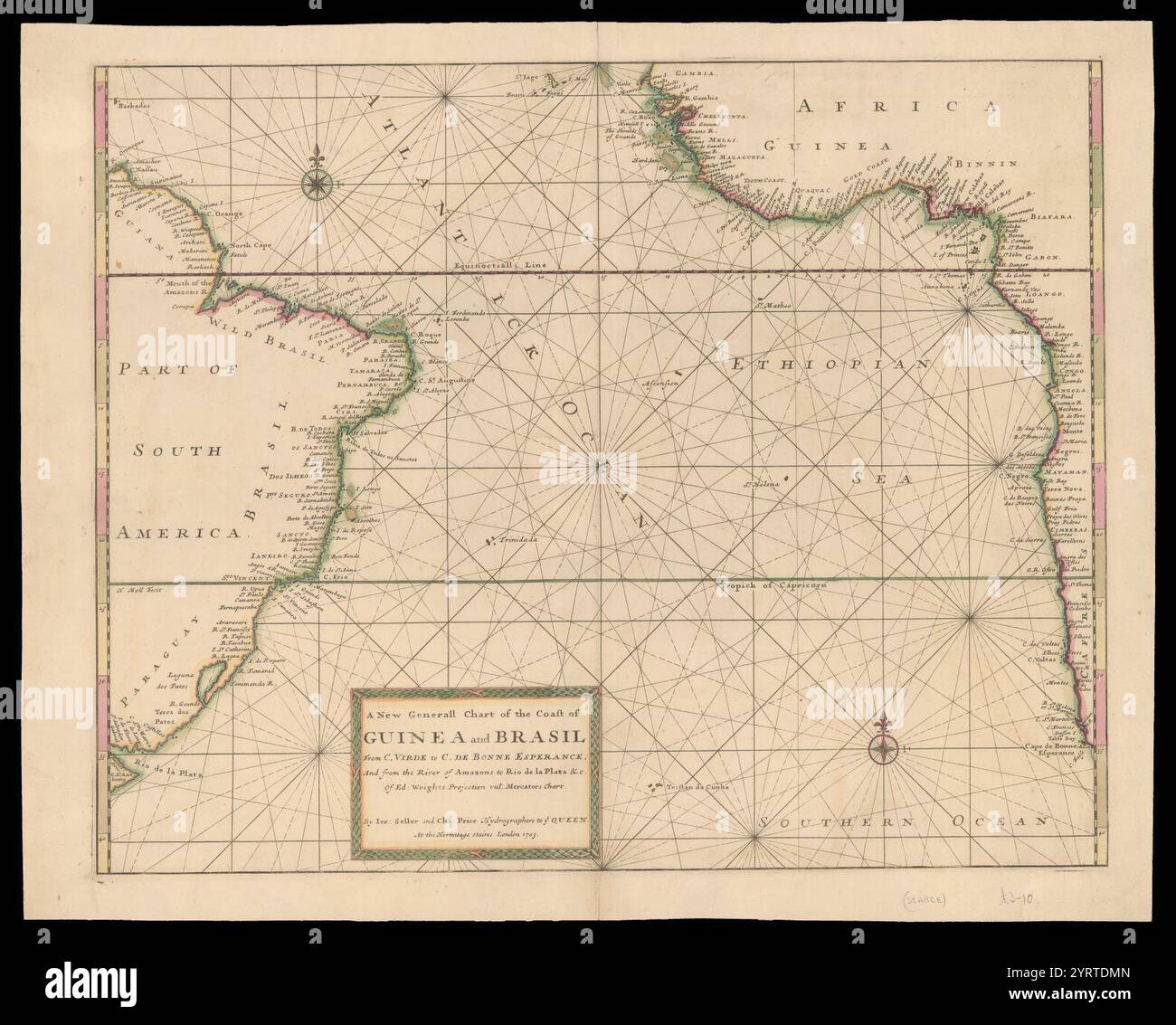Charles Price, A new generall chart of the coast of Guinea and Brasil ...