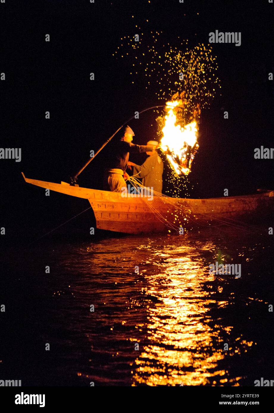 A scene of cormorant fishing on the Nagara River Stock Photo - Alamy