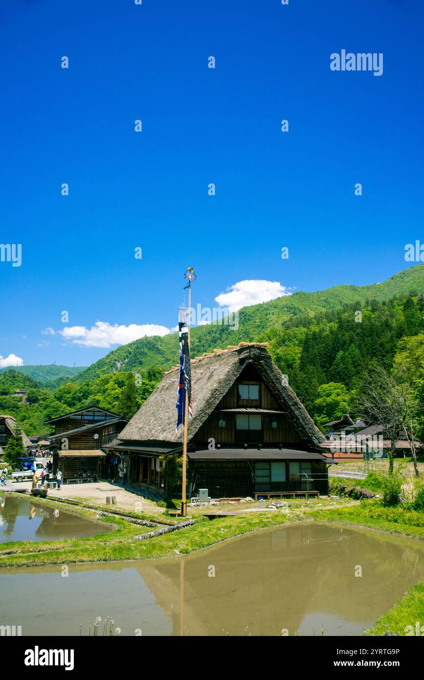 World Heritage Site: Shirakawa-go Gassho-style Village in Spring Stock ...