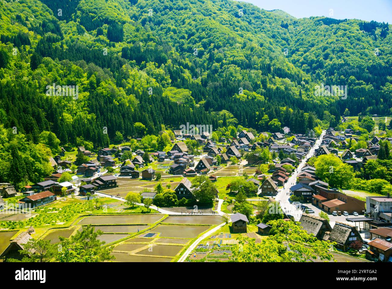 World Heritage Site: Shirakawa-go Gassho-style Village in Spring Stock ...