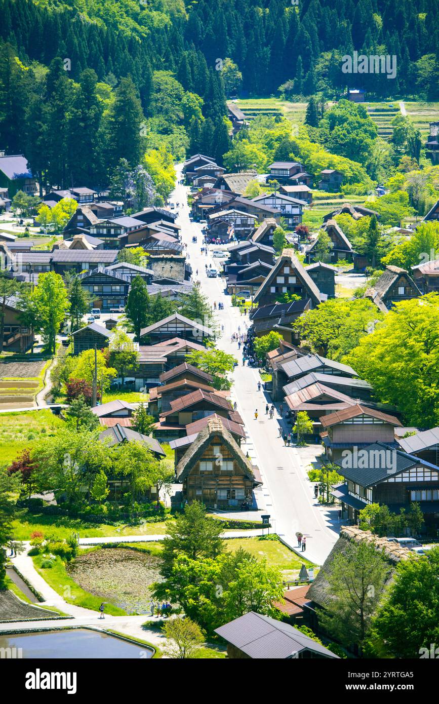 World Heritage Site: Shirakawa-go Gassho-style Village in Spring Stock ...