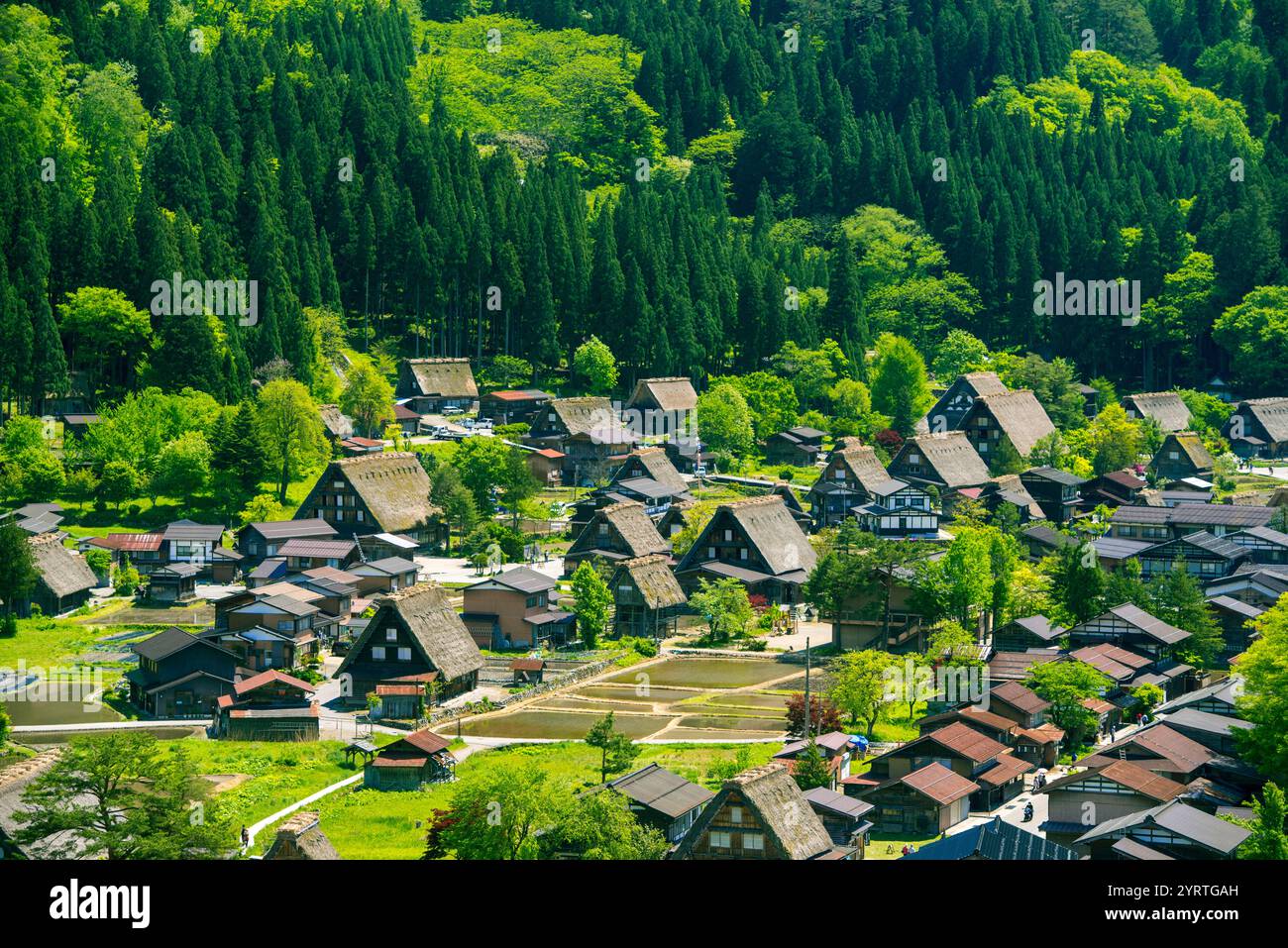 World Heritage Site: Shirakawa-go Gassho-style Village in Spring Stock ...