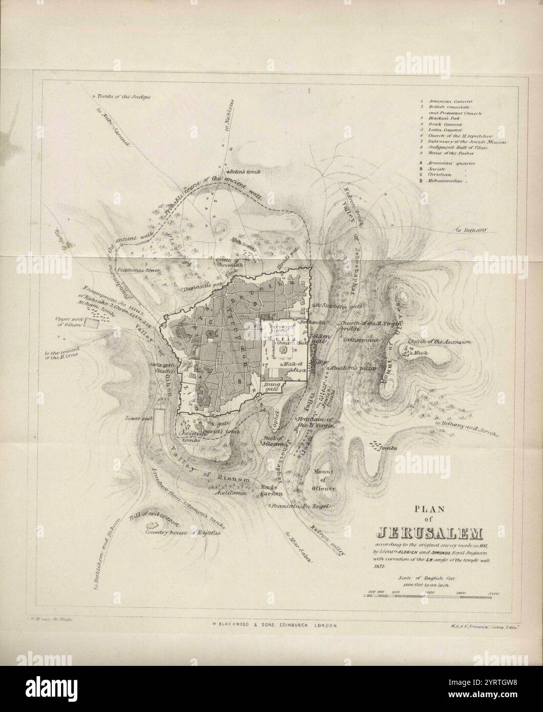Charles William Meredith van de Velde, Plan of Jerusalem.According to ...