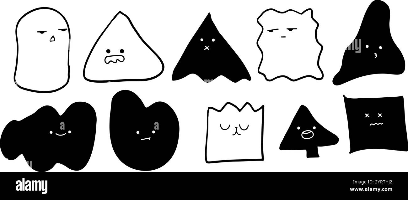 Hand-Drawn Emoji | Abstract Shape Set Illustration | Minimalist Doodle ...