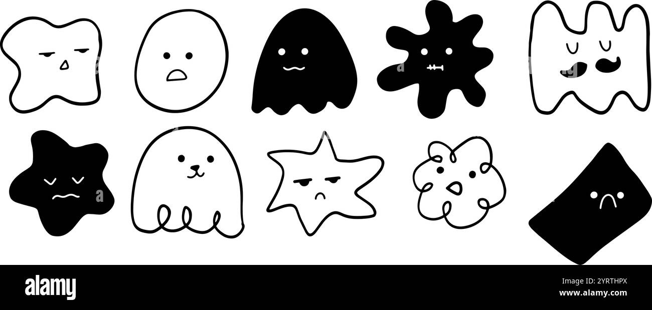 Hand-Drawn Emoji | Abstract Shape Set Illustration | Minimalist Doodle ...