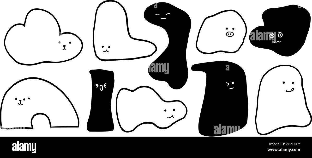 Hand-Drawn Emoji | Abstract Shape Set Illustration | Minimalist Doodle ...