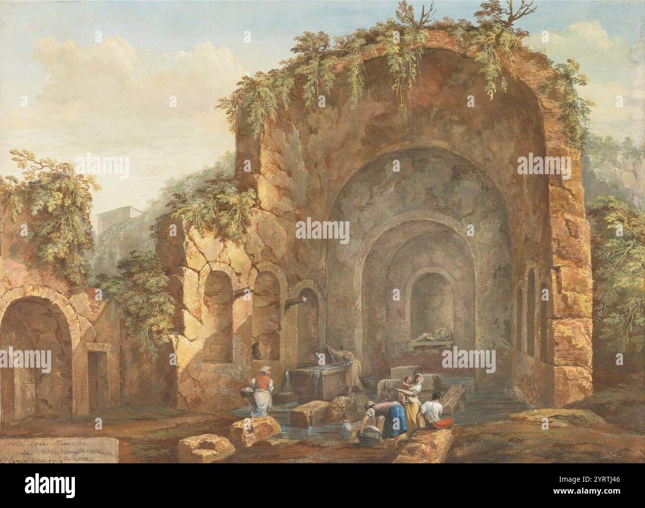 Charles-Louis Clérisseau, GROTTO OF EGERIA ON THE VIA APPIA, 1769 Stock ...