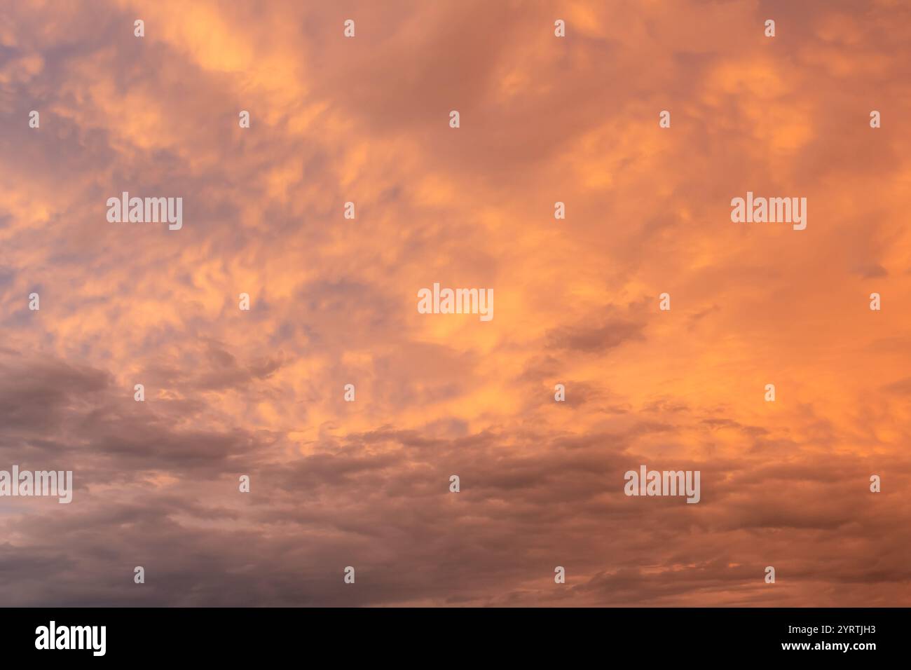 Orange dramatic and colorful sunset. Photo was taken of the sky at ...