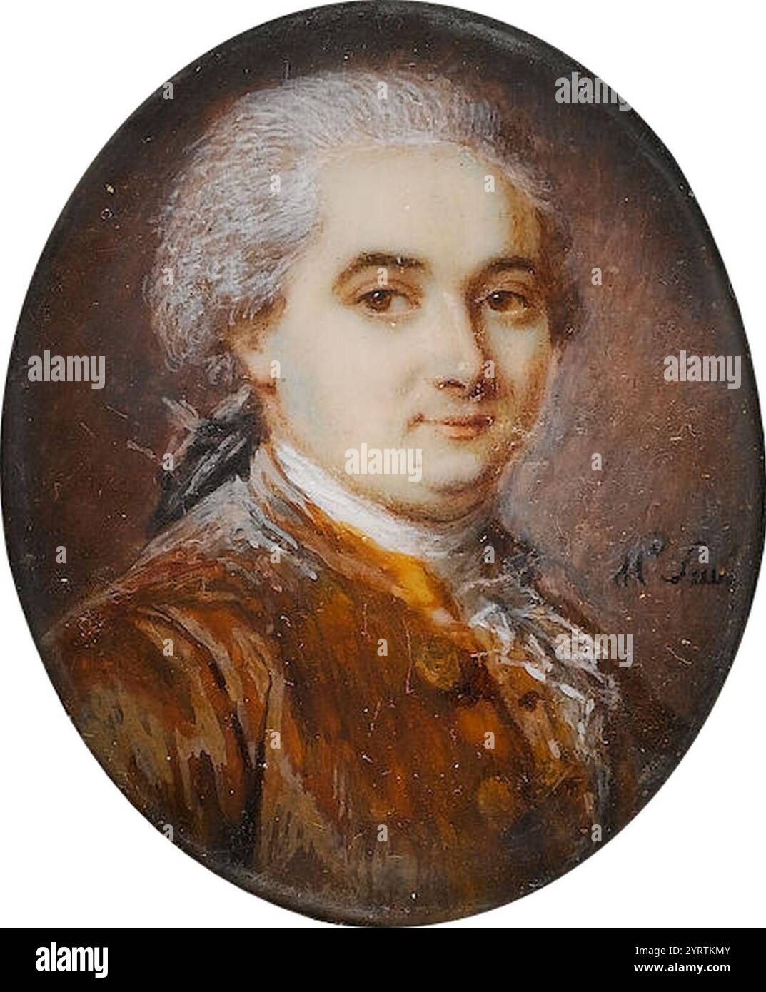 Charlotte-Louise Suvée - A Gentleman, wearing brown coat, white jabot ...