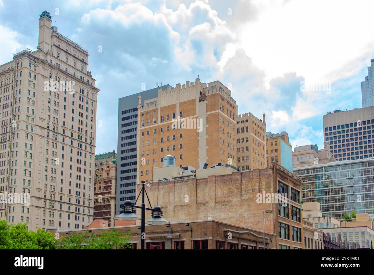 Downtown city buildings and skyscrapers. Photo taken in Dallas Texas on ...