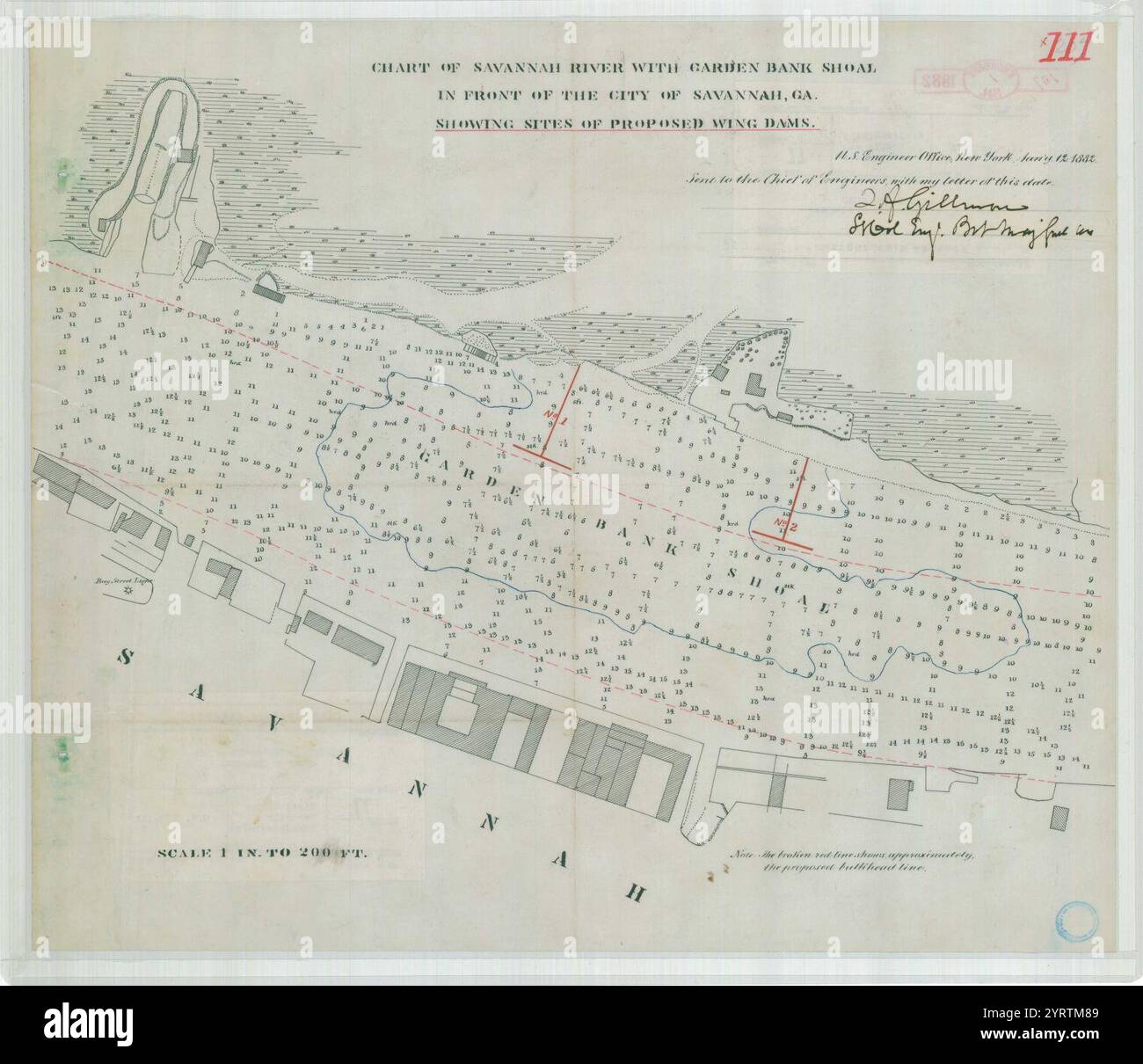 Chart of Savannah River with Garden Bank Shoal in Front of the City of ...