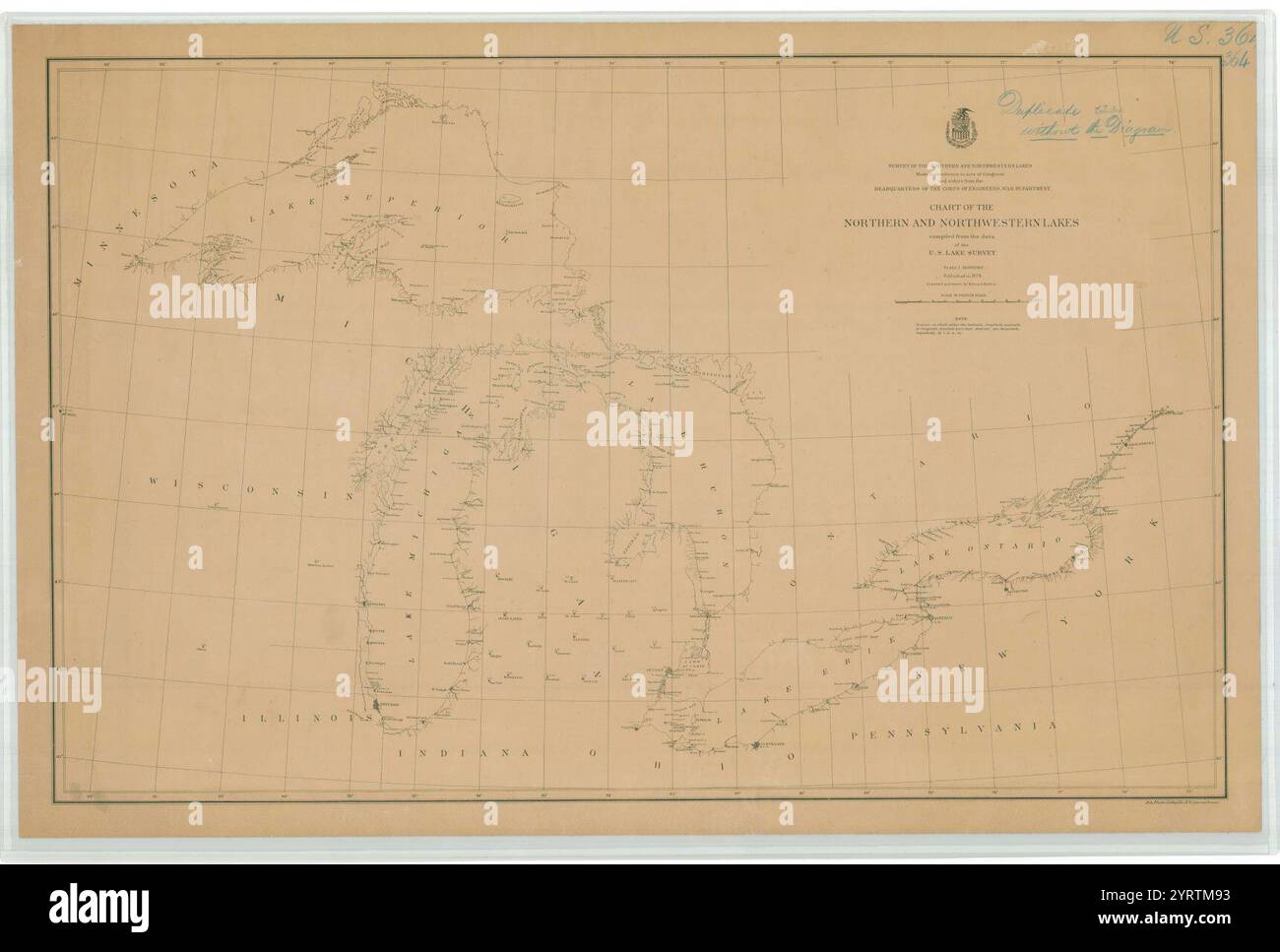 Chart of the Northern and Northwestern Lakes Stock Photo - Alamy