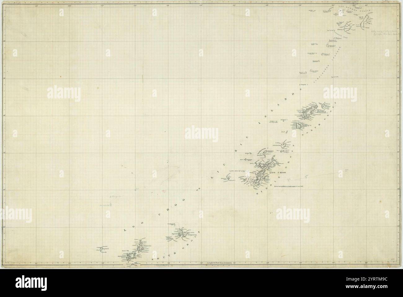 Chart of Loo Choo or Liu Kiu Islands Stock Photo - Alamy