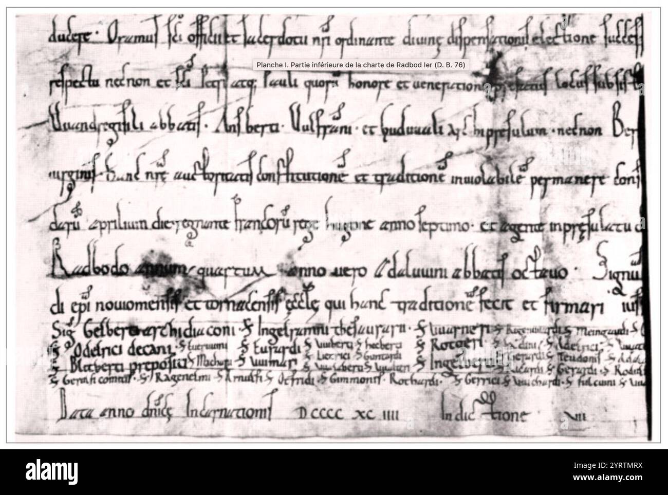 Charte de Radbod Ier (994). Extrait Stock Photo - Alamy