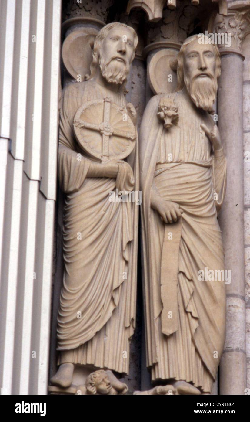 Chartres Cathedral; Isaiah, Jeremiah; jamb figures, right embrasures ...