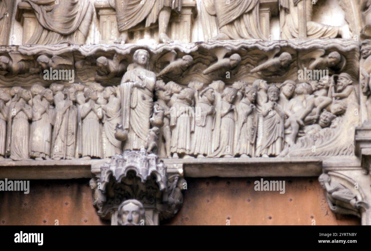 Chartres Cathedral; separation of the saved and the damned; lintel ...