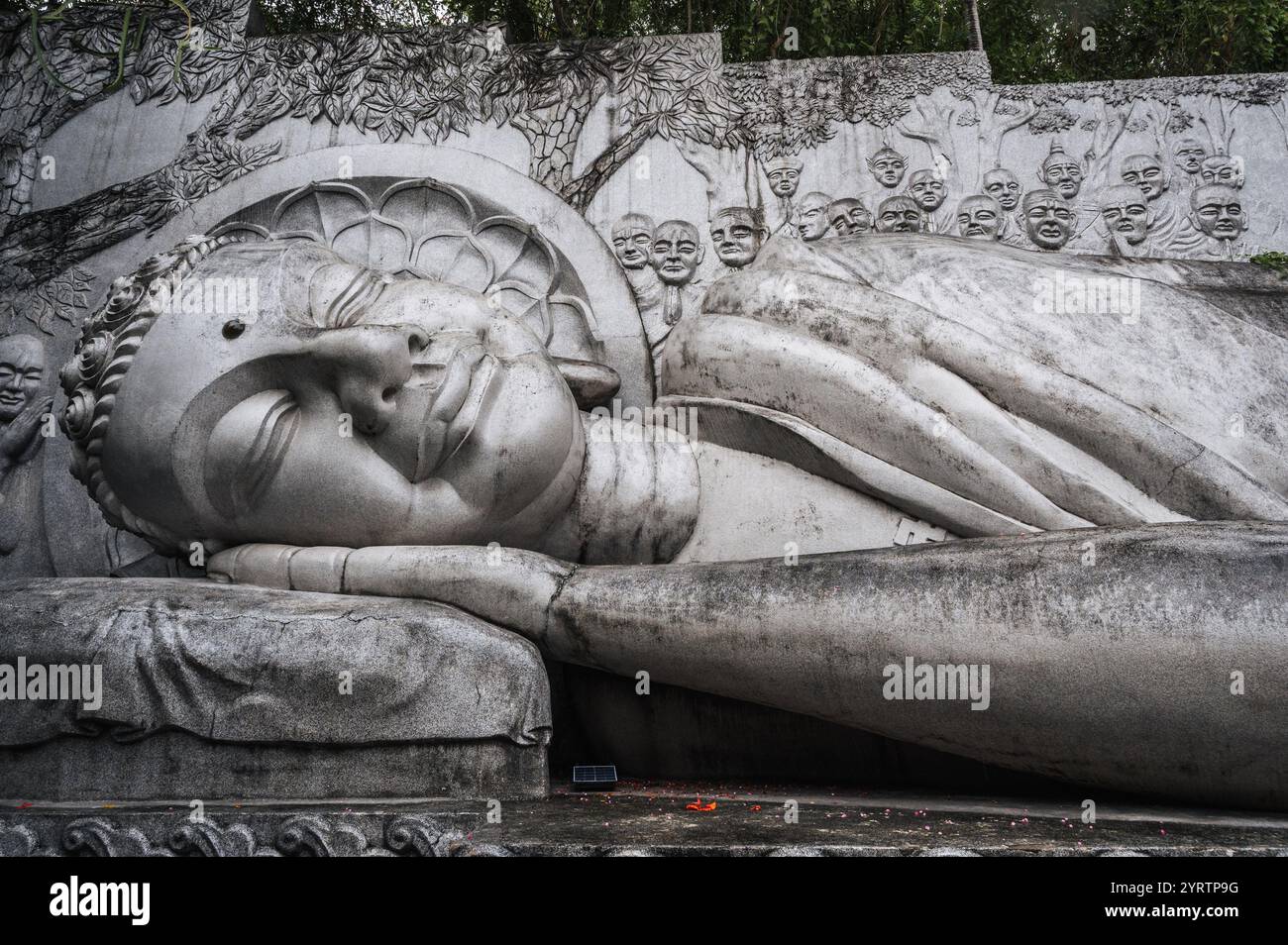 big Buddhist statue of the lying Buddha at the Long Son Pagoda in Nha ...
