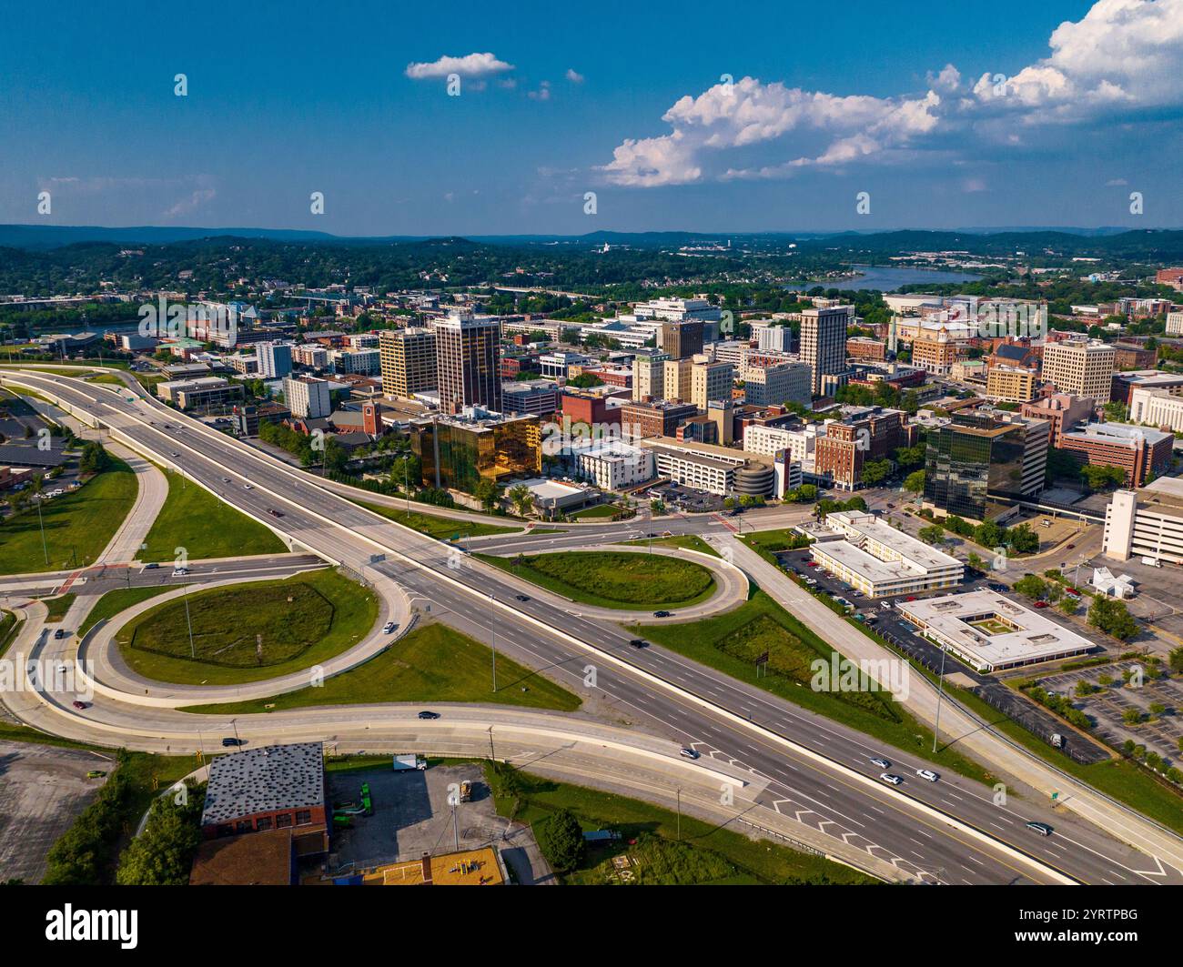 drone view of Chattanooga TN. and the Tennessee River Stock Photo - Alamy