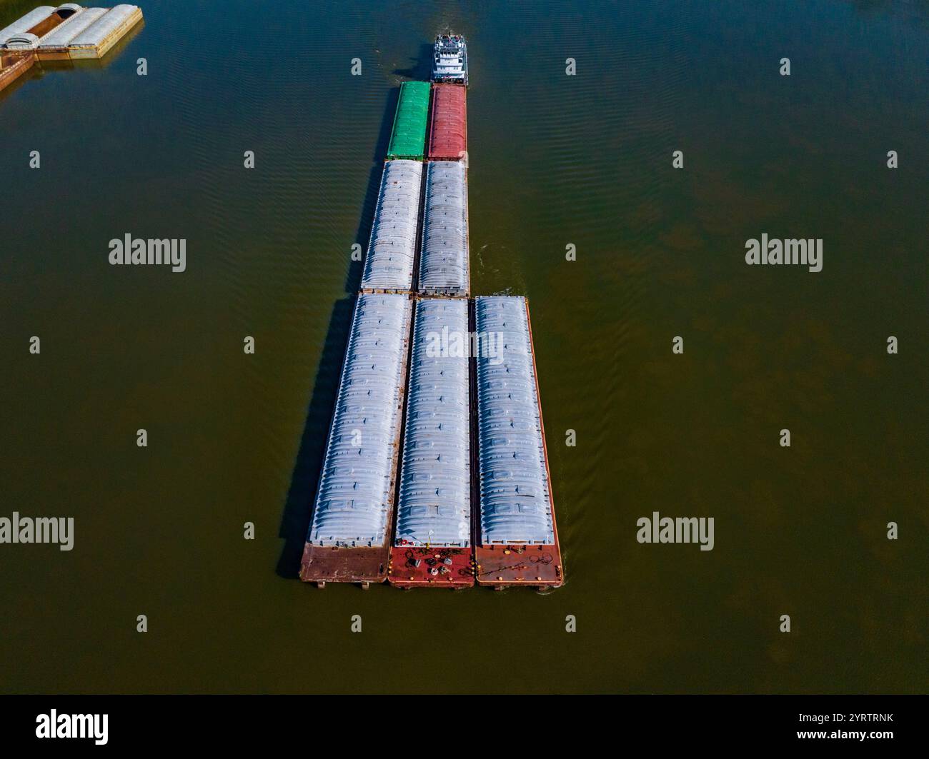 cargo river barge floats down Ohio River, outside of Cincinnati Stock ...
