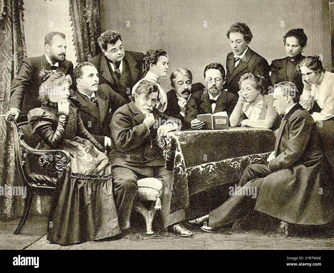 Chekhov with the actors of the Moscow Art Theater, Yalta, 1899, May ...
